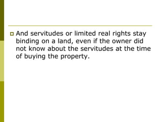 Servitudes on Immovable Property | PPT
