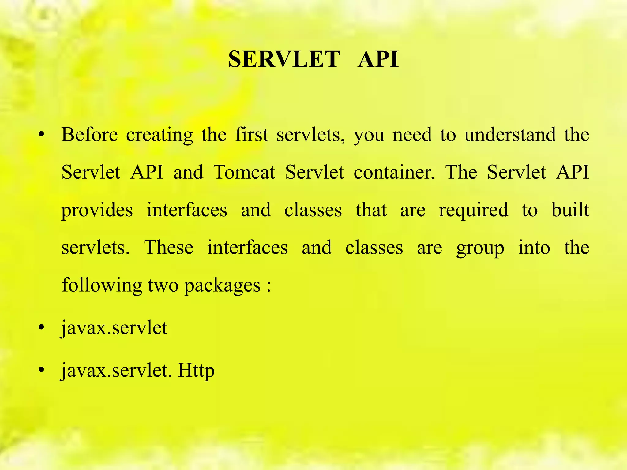 Servlets api overview | PPT
