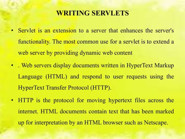 Servlets api overview | PPT