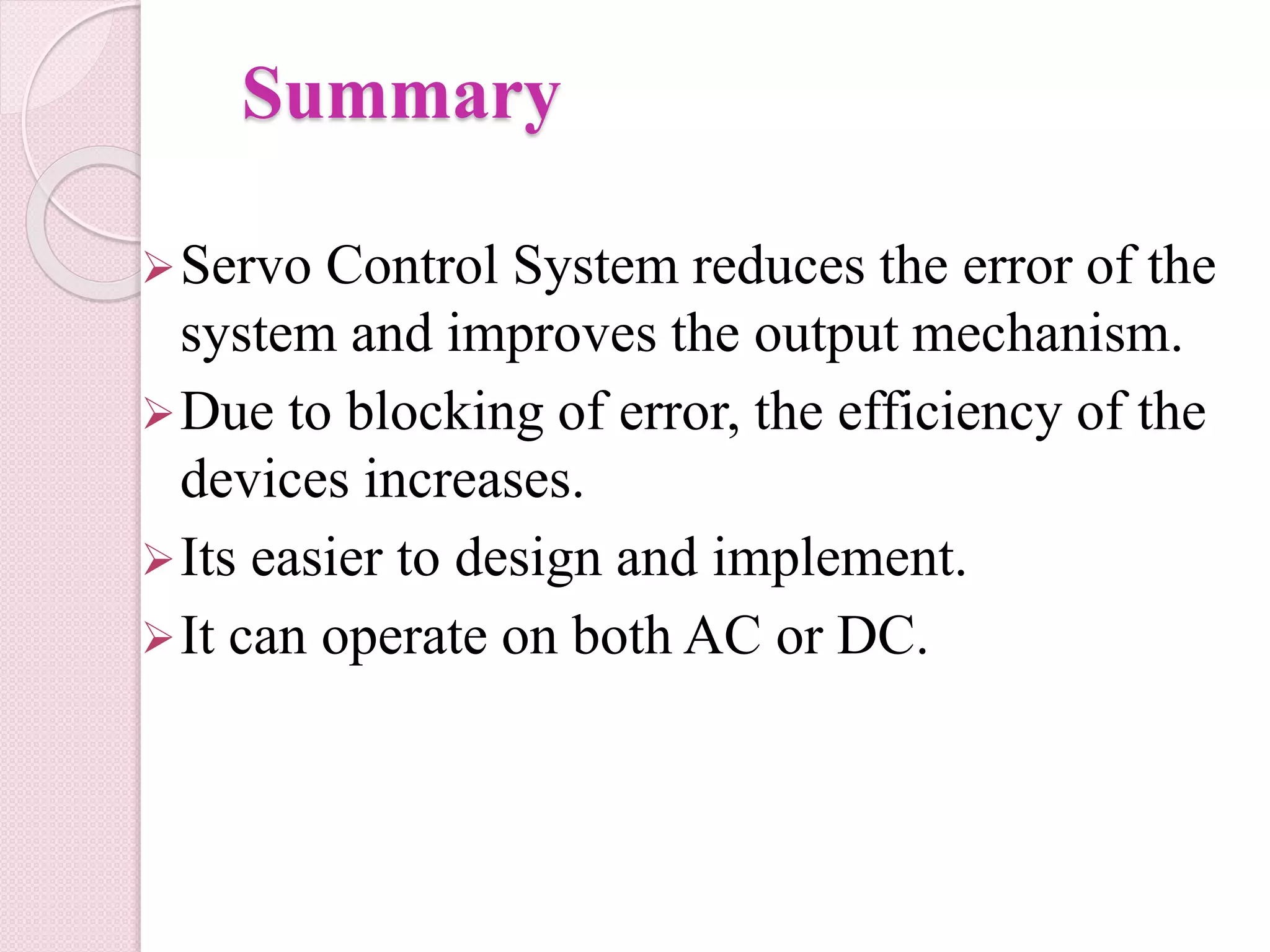 Servo mechanism and control system | PPTX