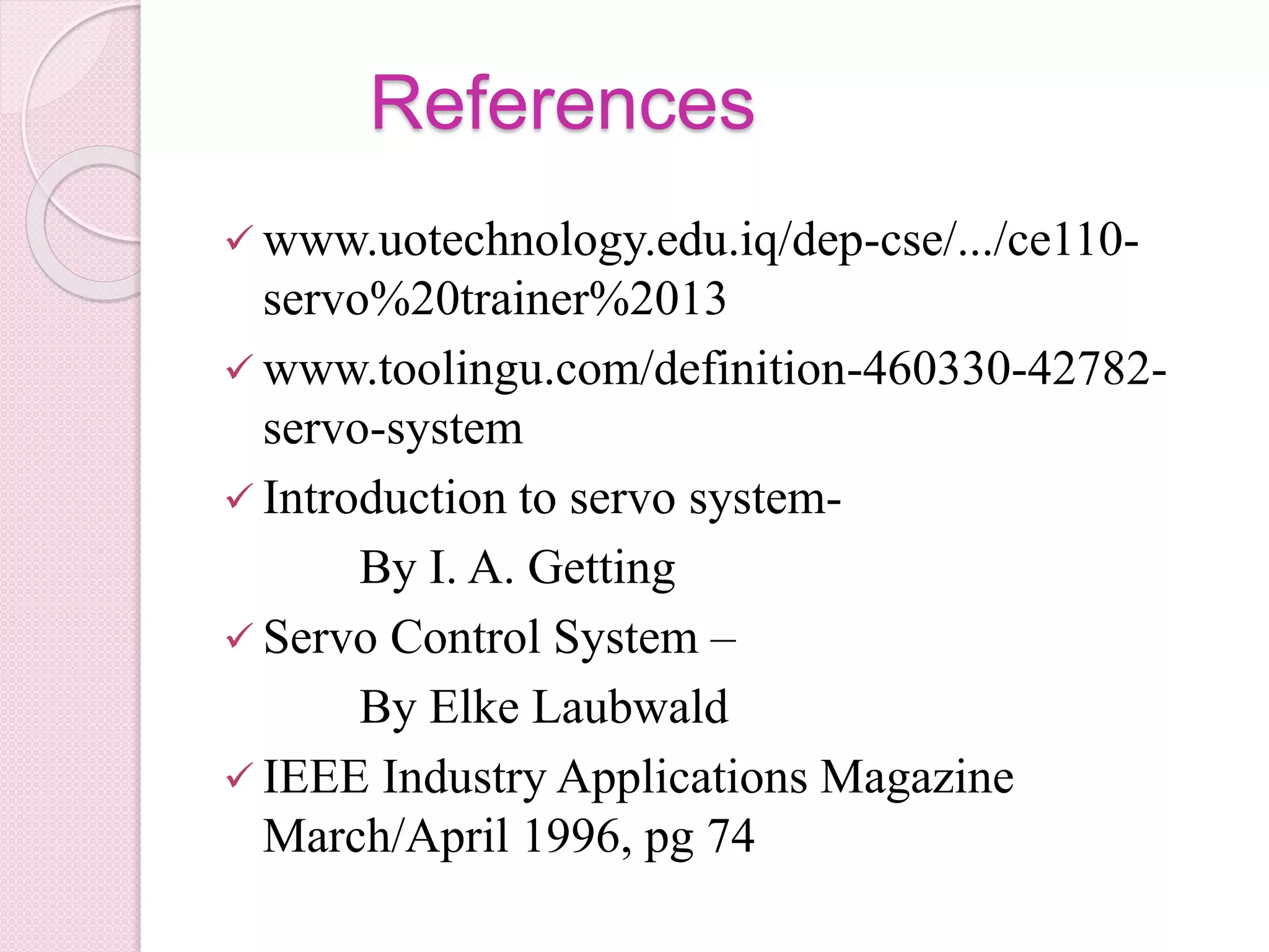 Servo mechanism and control system | PPTX
