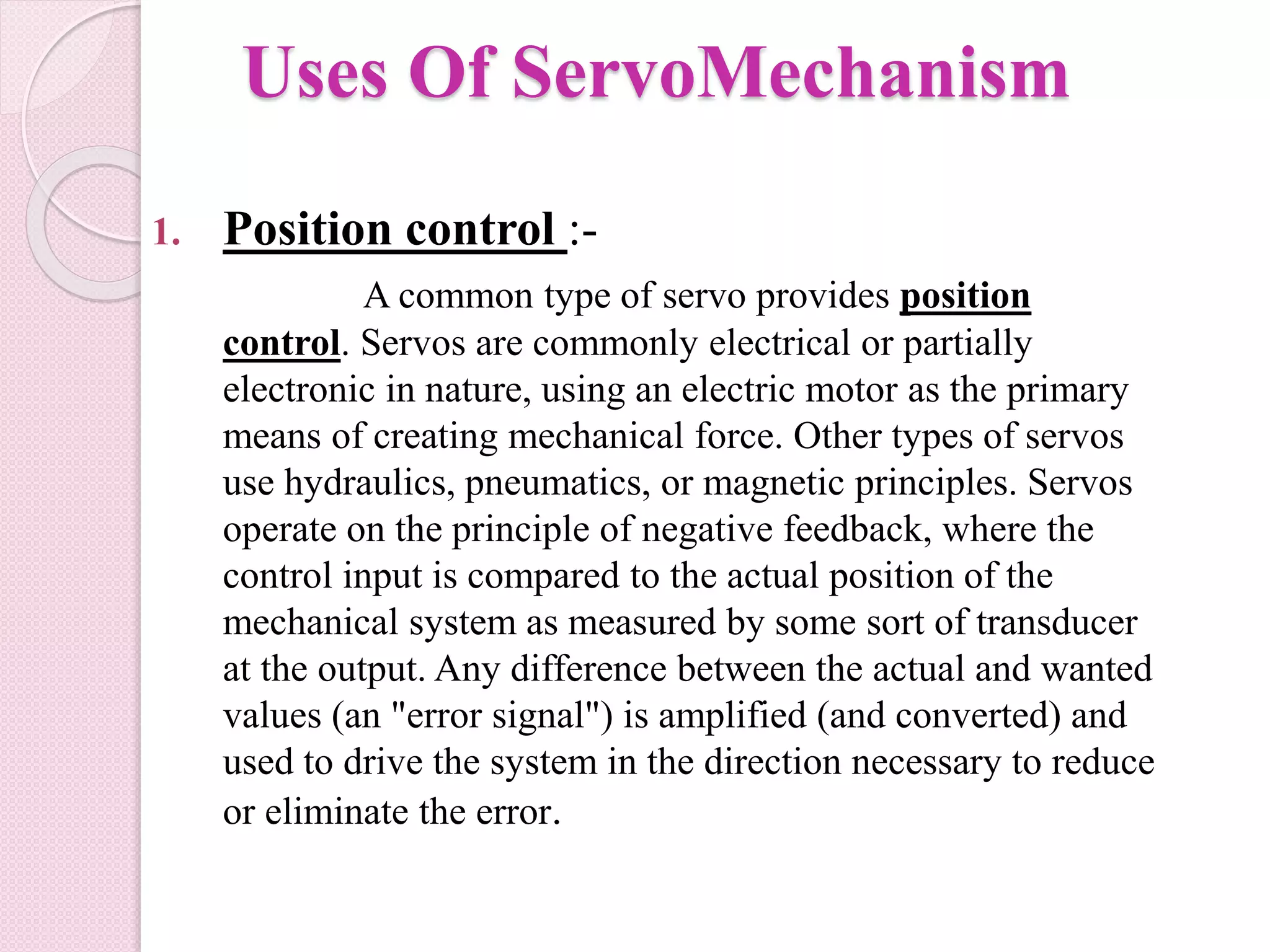 Servo mechanism and control system | PPTX
