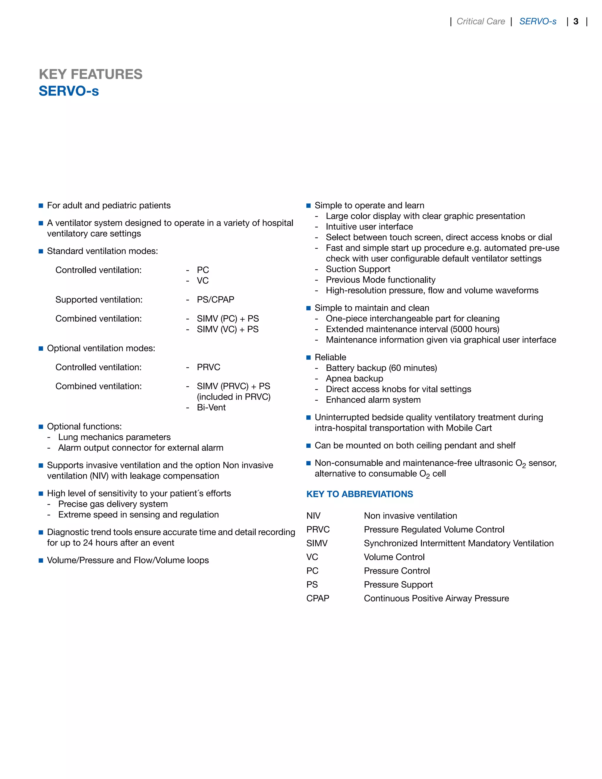 TECHNICAL SPECIFICATIONS SERVO-s | PDF