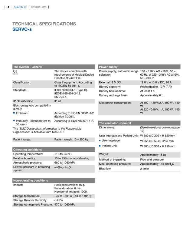 TECHNICAL SPECIFICATIONS SERVO-s | PDF