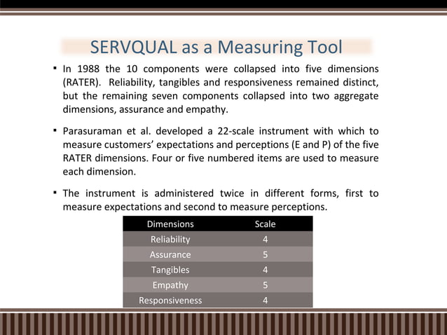 Servqual model | PPT | Business | Business and Finance