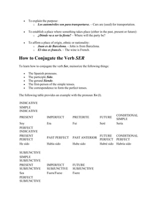 Ser vs. Estar | PDF