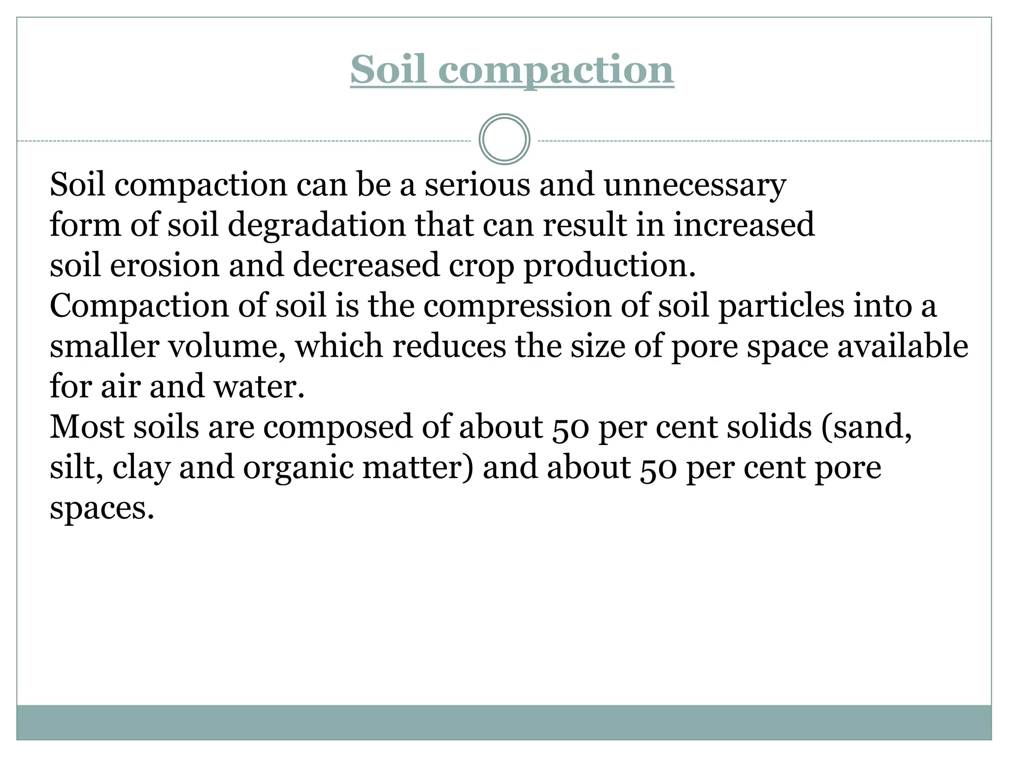 Soil compaction, types, its effects and importance of soil porosity | PPTX