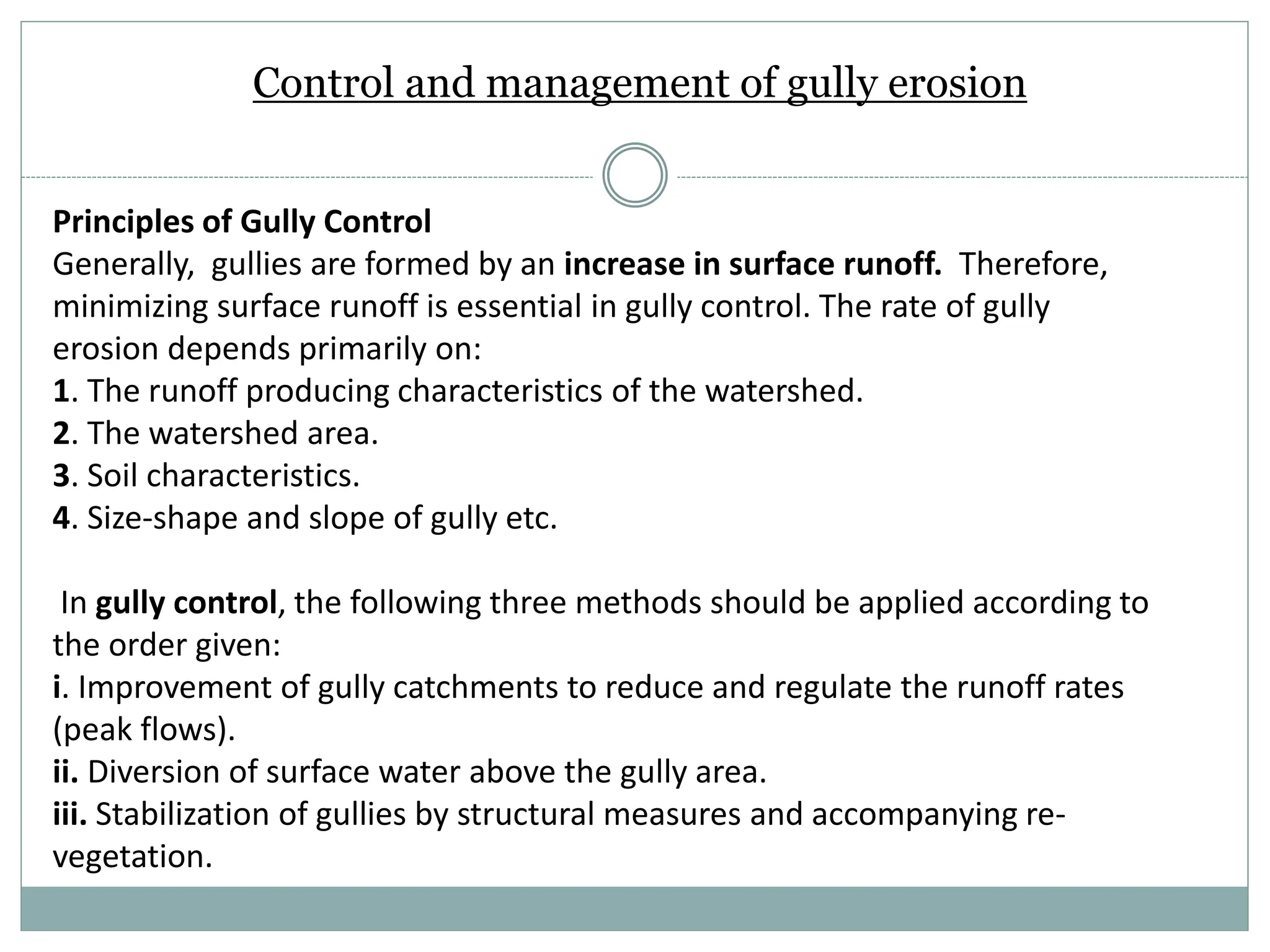 Management and control of gully erosion ppt | PPTX