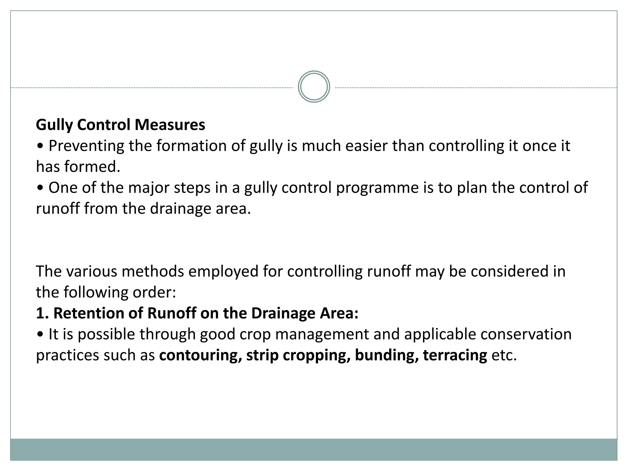 Management and control of gully erosion ppt | PPTX