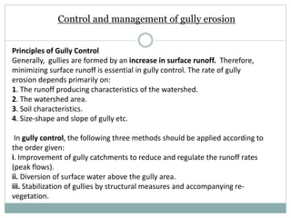 Management and control of gully erosion ppt | PPTX
