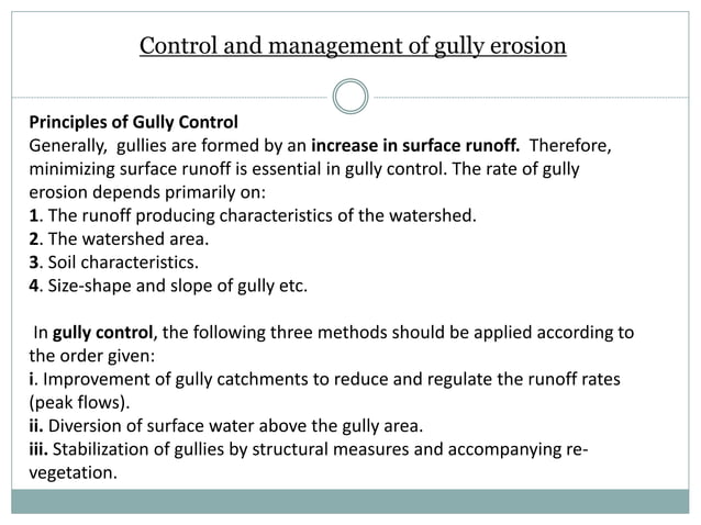 Management and control of gully erosion ppt | PPTX | Landscaping | Home ...
