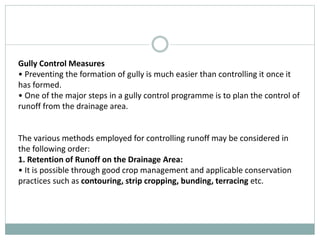 Management and control of gully erosion ppt | PPTX