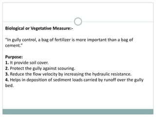 Management and control of gully erosion ppt | PPTX