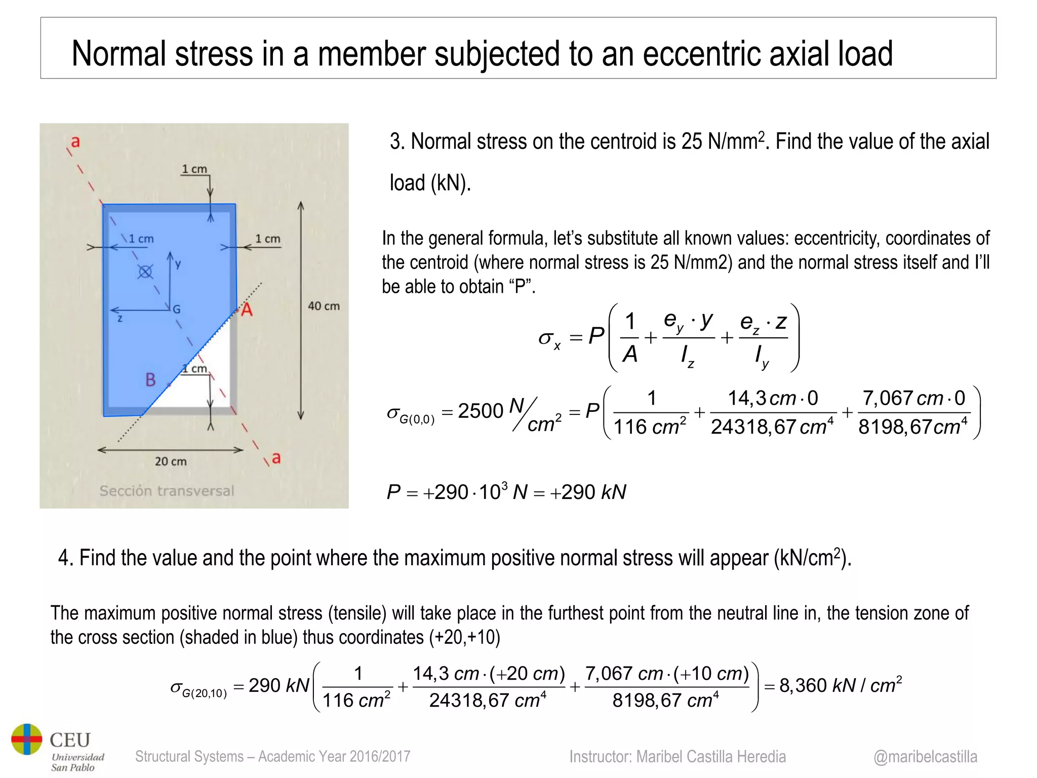 SES - Block A - Eccentric loading. Step by step example | PPT