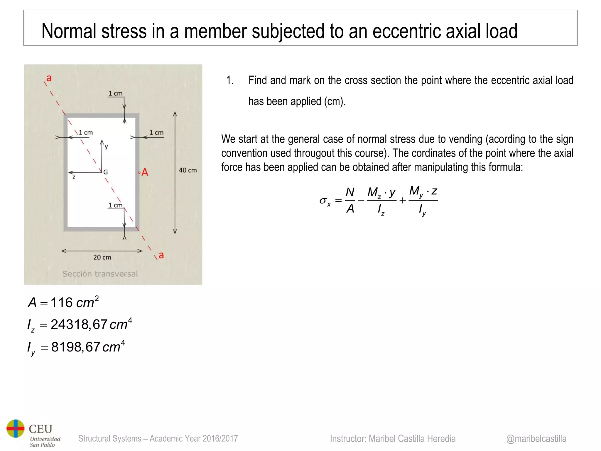 SES - Block A - Eccentric loading. Step by step example | PPT