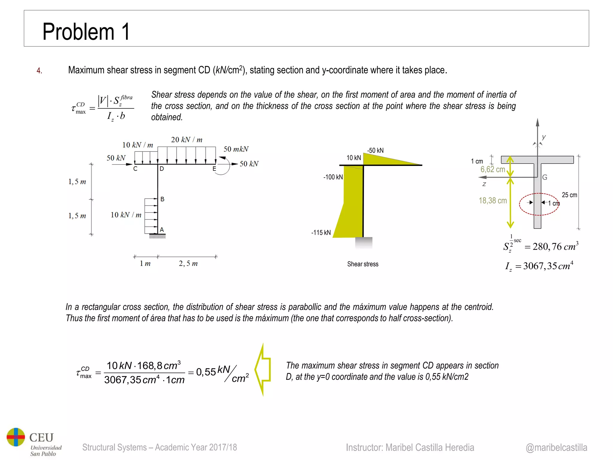 Stress in frame systems. Step by step problem. | PDF