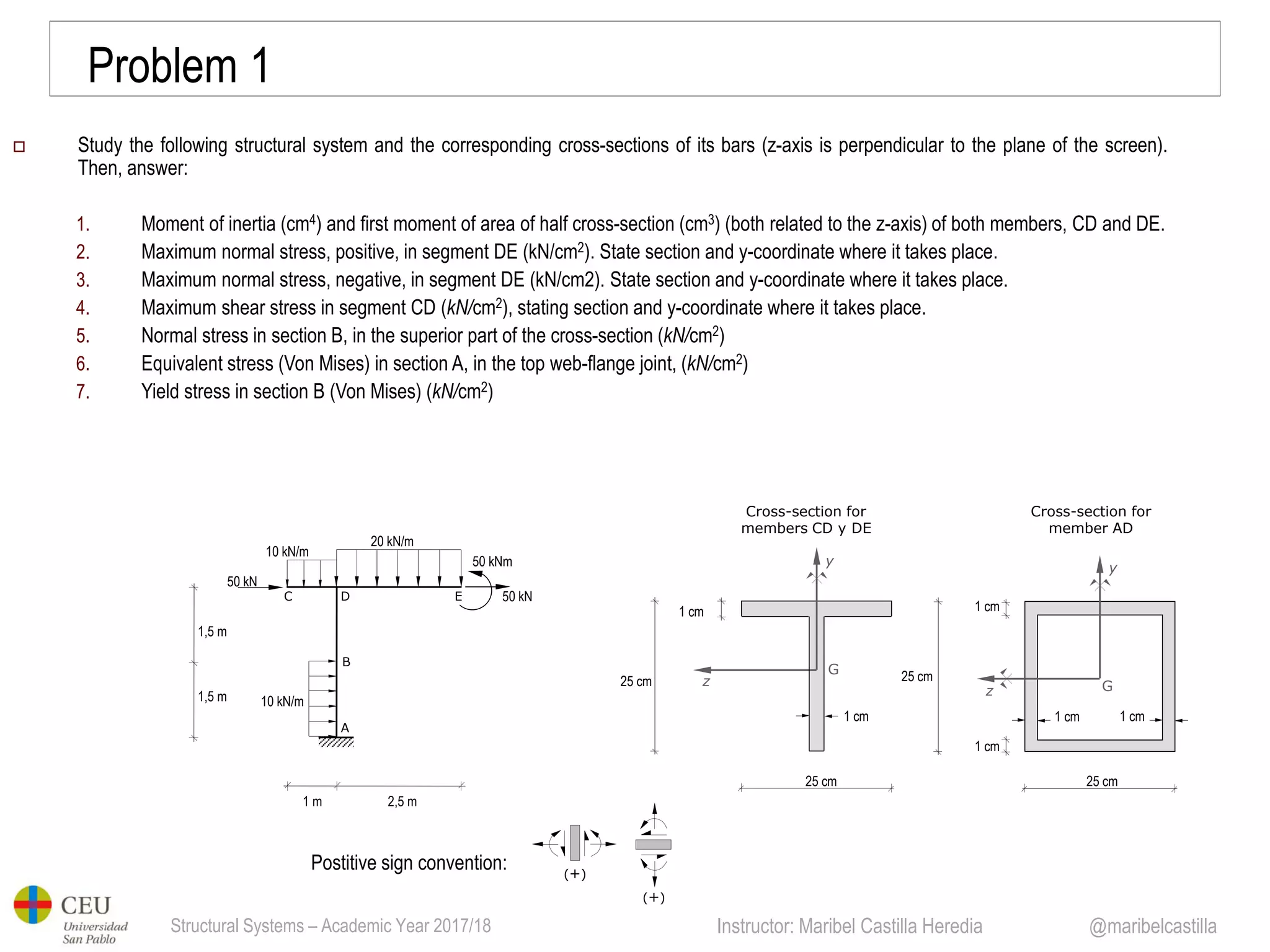 Stress in frame systems. Step by step problem. | PDF