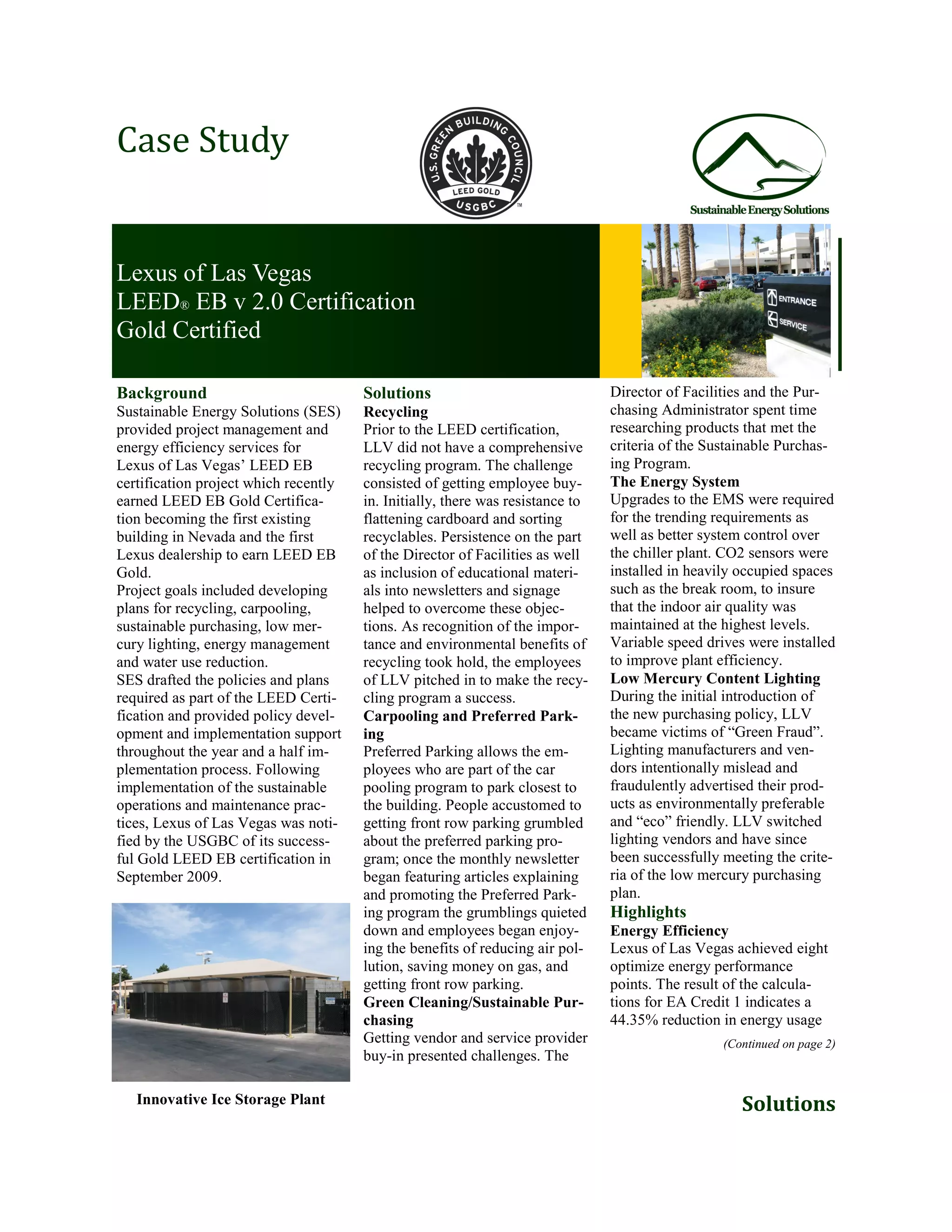 LEED EB Case Study Lexus of Las Vegas | PDF