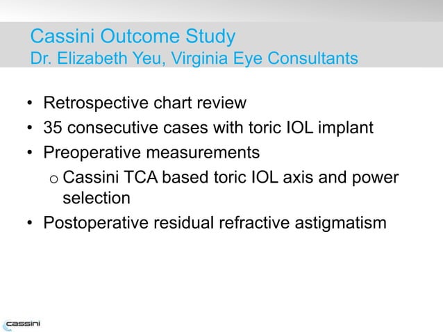 OPHTHALMOLOGY INNOVATION SHOWCASE - Cassini | PPT
