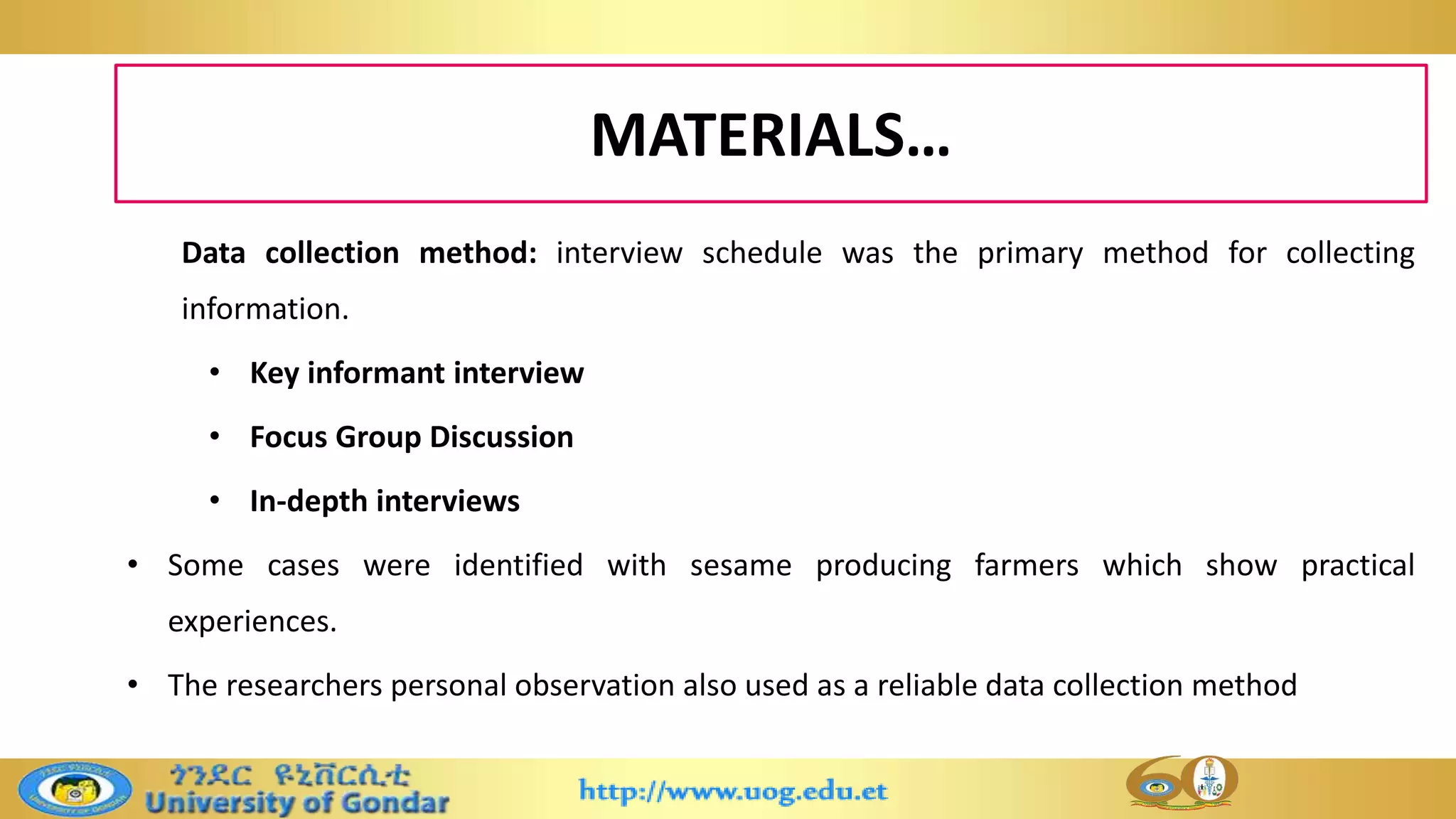 Sesame value chain finance instruments in northwestern amhara region ...