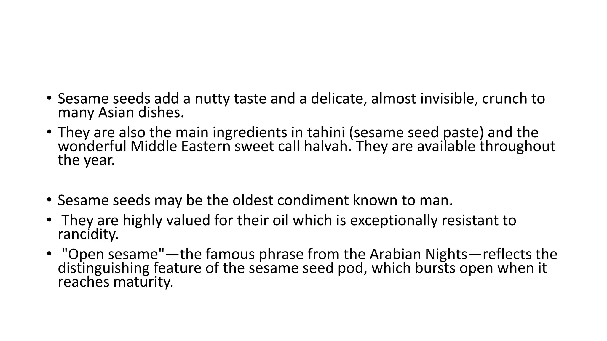 Sesamum; morphology;externel features; economic importance; products | PPTX