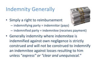 Energy Insurance, Indemnities, & Risk Management 2014 Presentation | PPTX