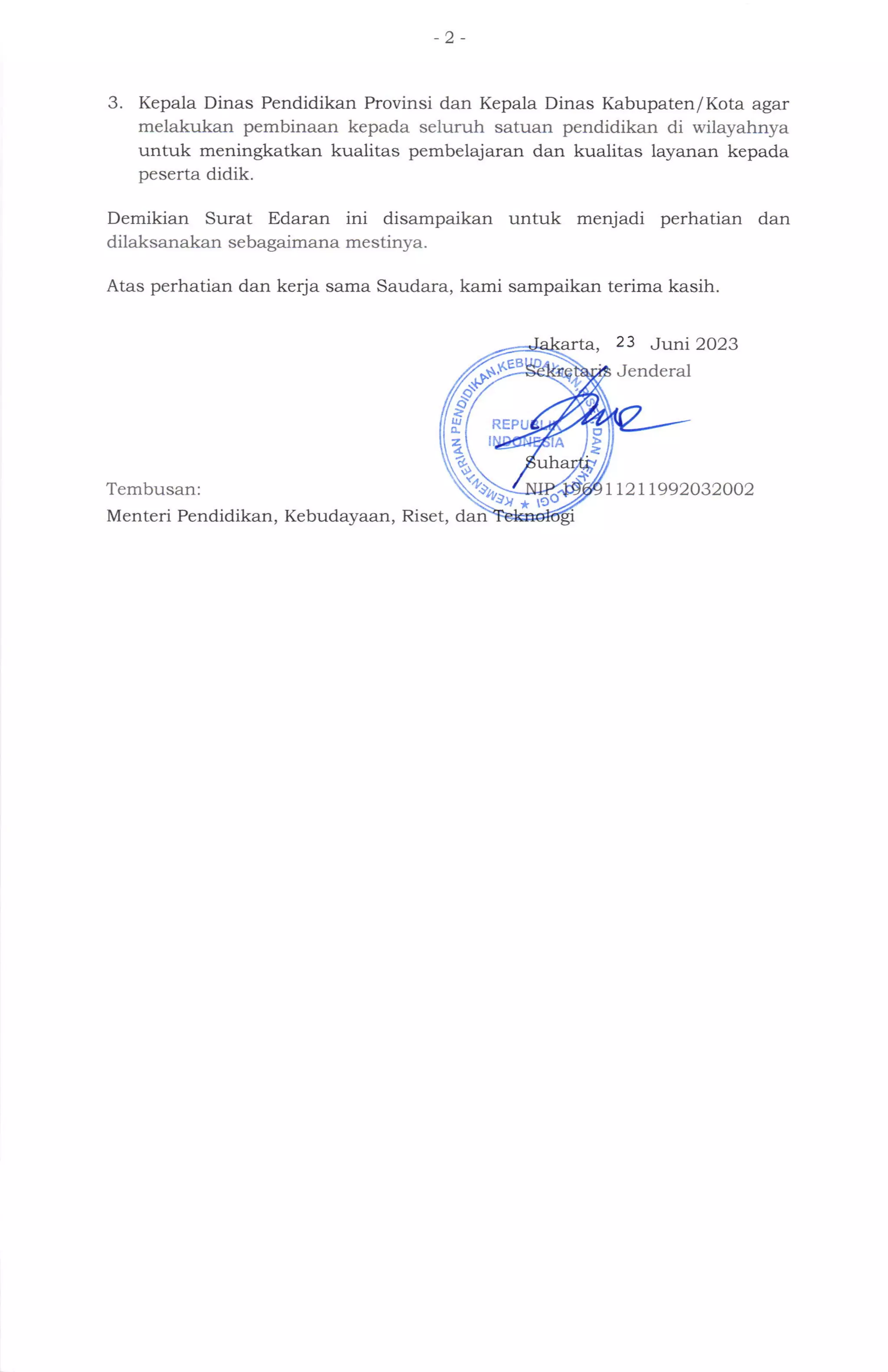 Salinan SE SESJEN NO 14 TAHUN 2023 | PDF