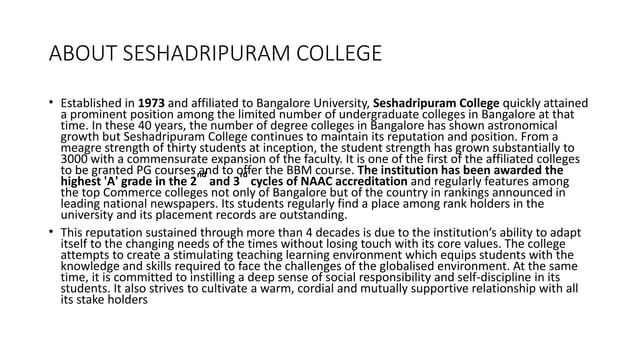 Seshadripuram college | PPT