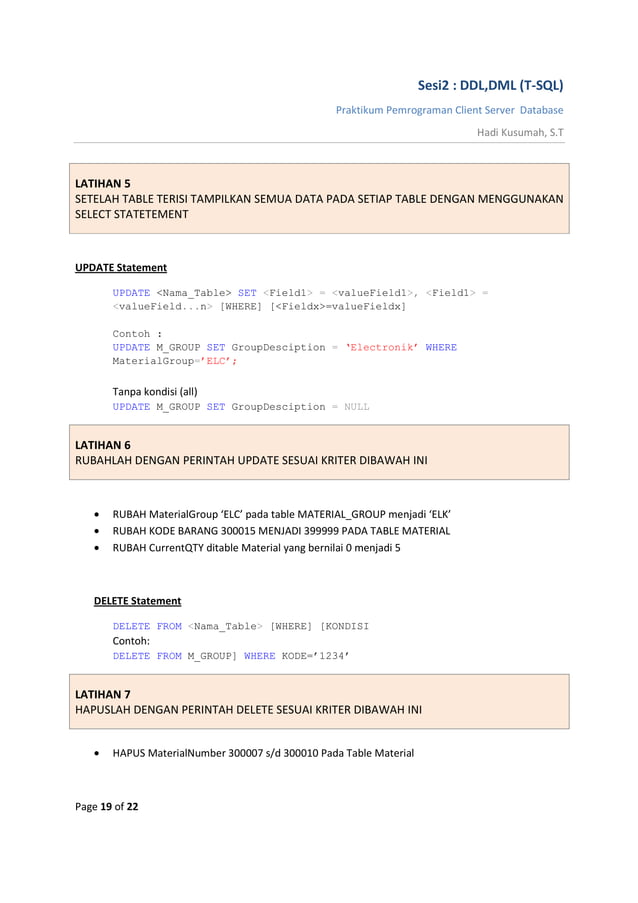 DDL dan DML | PDF