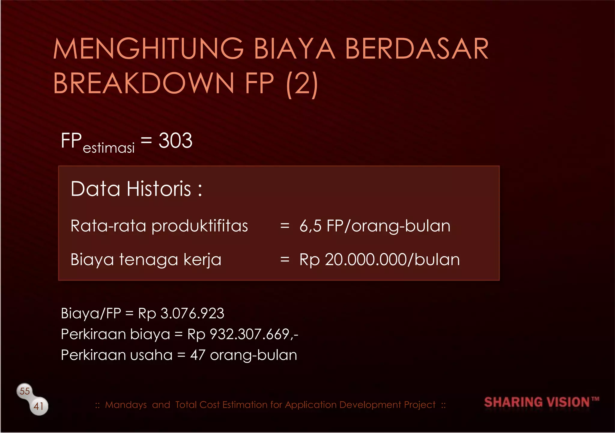 Mandays Dan Total Cost Estimation For Application Development Project | PDF