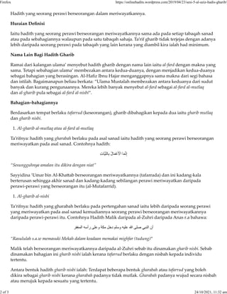 Sesi 05 – 3.1.2 hadith al aziz dan hadith gharib | PDF
