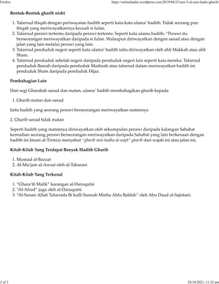 Sesi 05 – 3.1.2 hadith al aziz dan hadith gharib | PDF