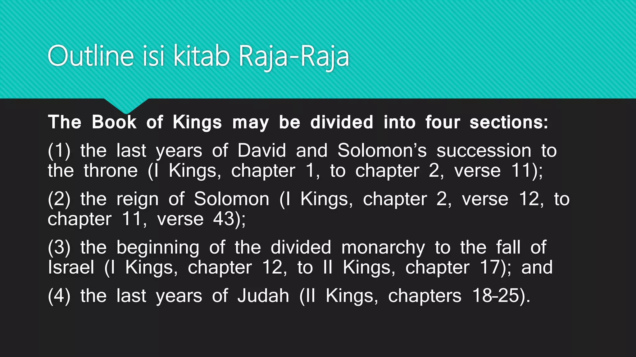 Sesi 10. Kitab Raja-Raja dan figur Salomo dan proyek mercusuar kerajaan ...