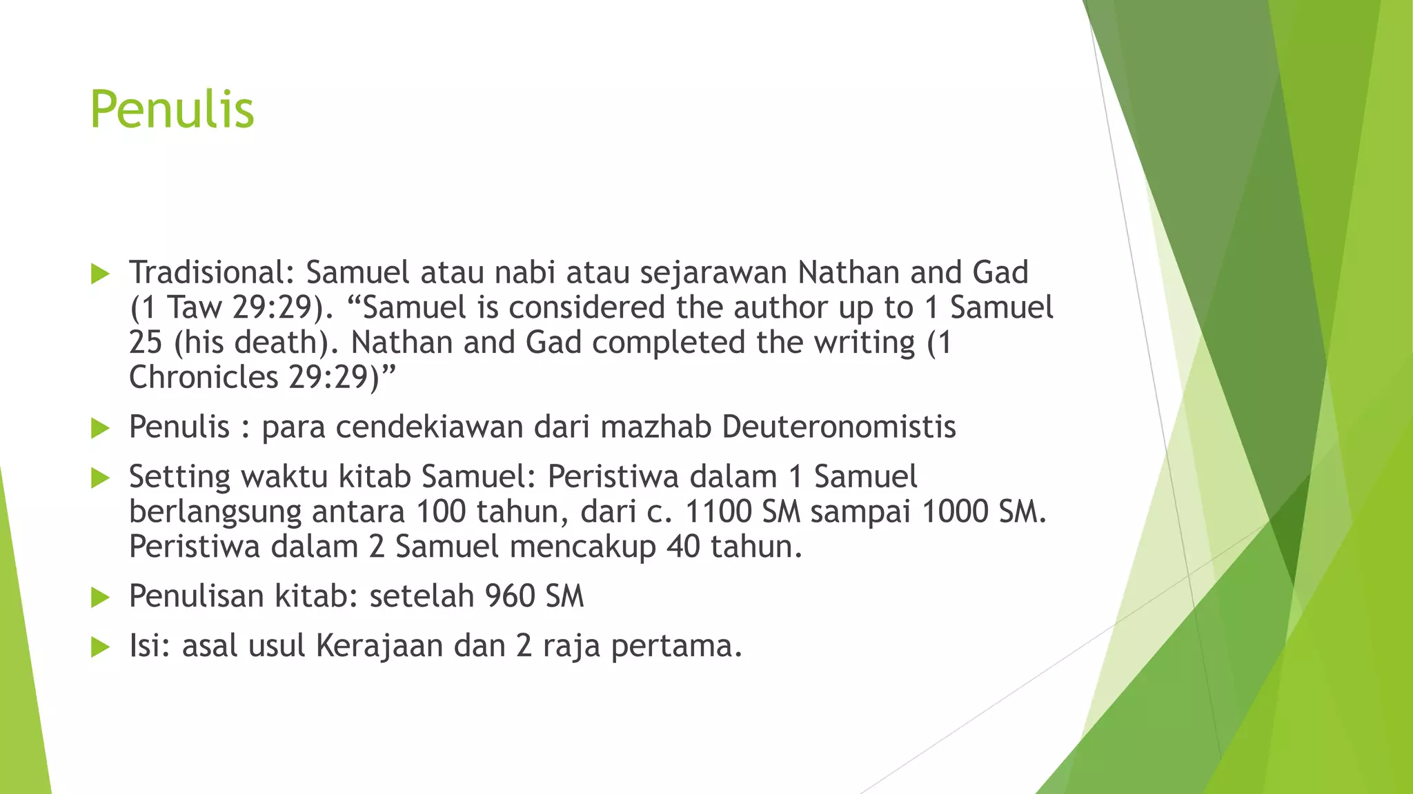 Sesi 10 pengantar kitab samuel | PPT