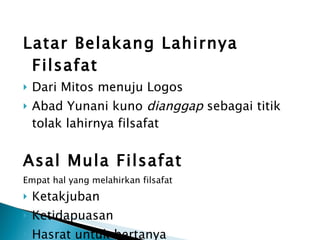 Sesi 1 ruang lingkup filsafat ilmu | PPT