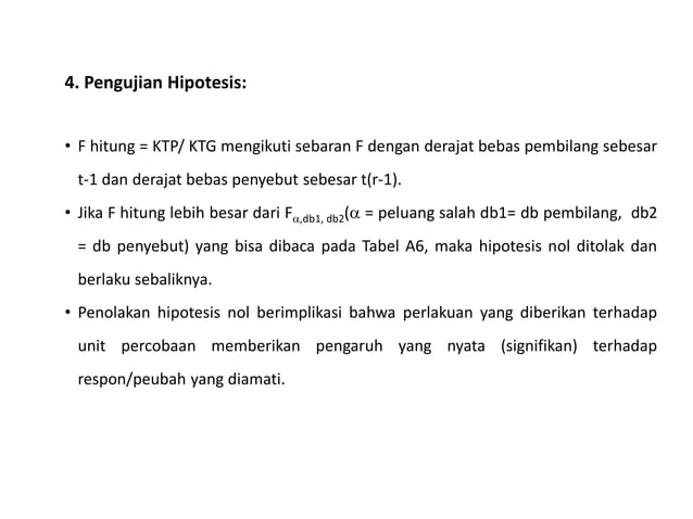 Rancangan Acak Lengkap Percobaan Satu Faktor | PPT Rancangan Acak Lengkap Percobaan Satu Faktor | PPT