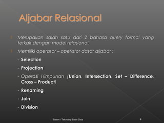 aljabar kalkulus dan relasional | PPT