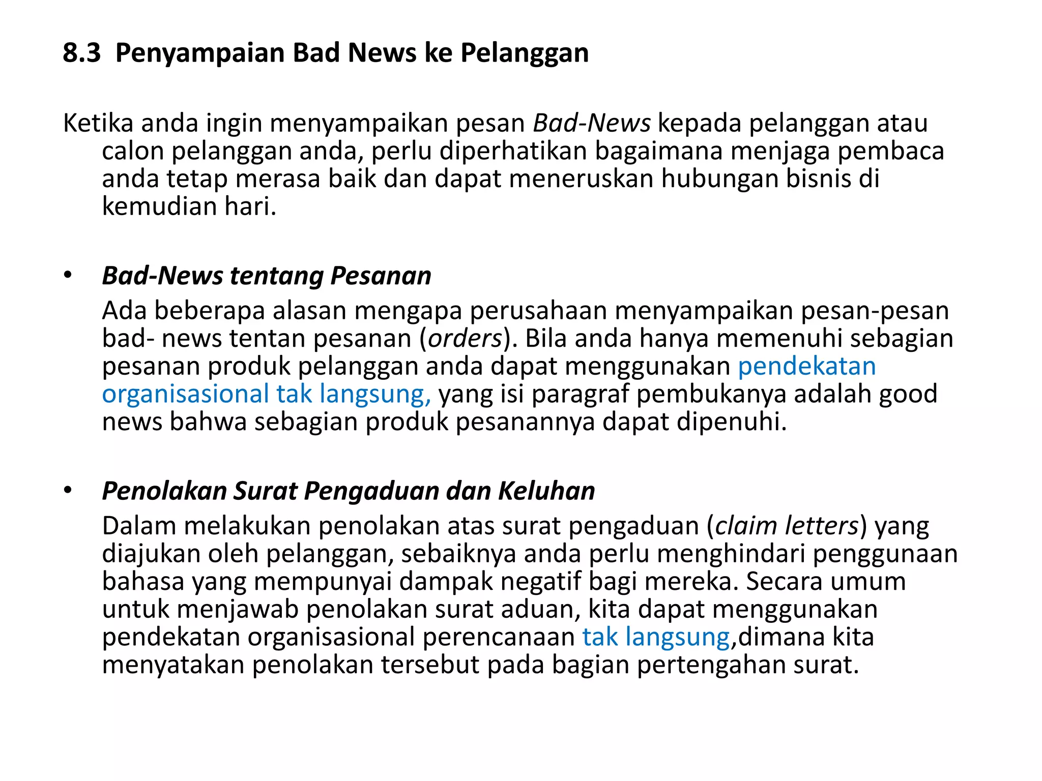 Penulisan Bad News (Writing bad news in business communication class) | PDF