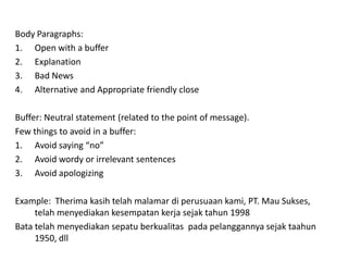 Penulisan Bad News (Writing bad news in business communication class) | PPT