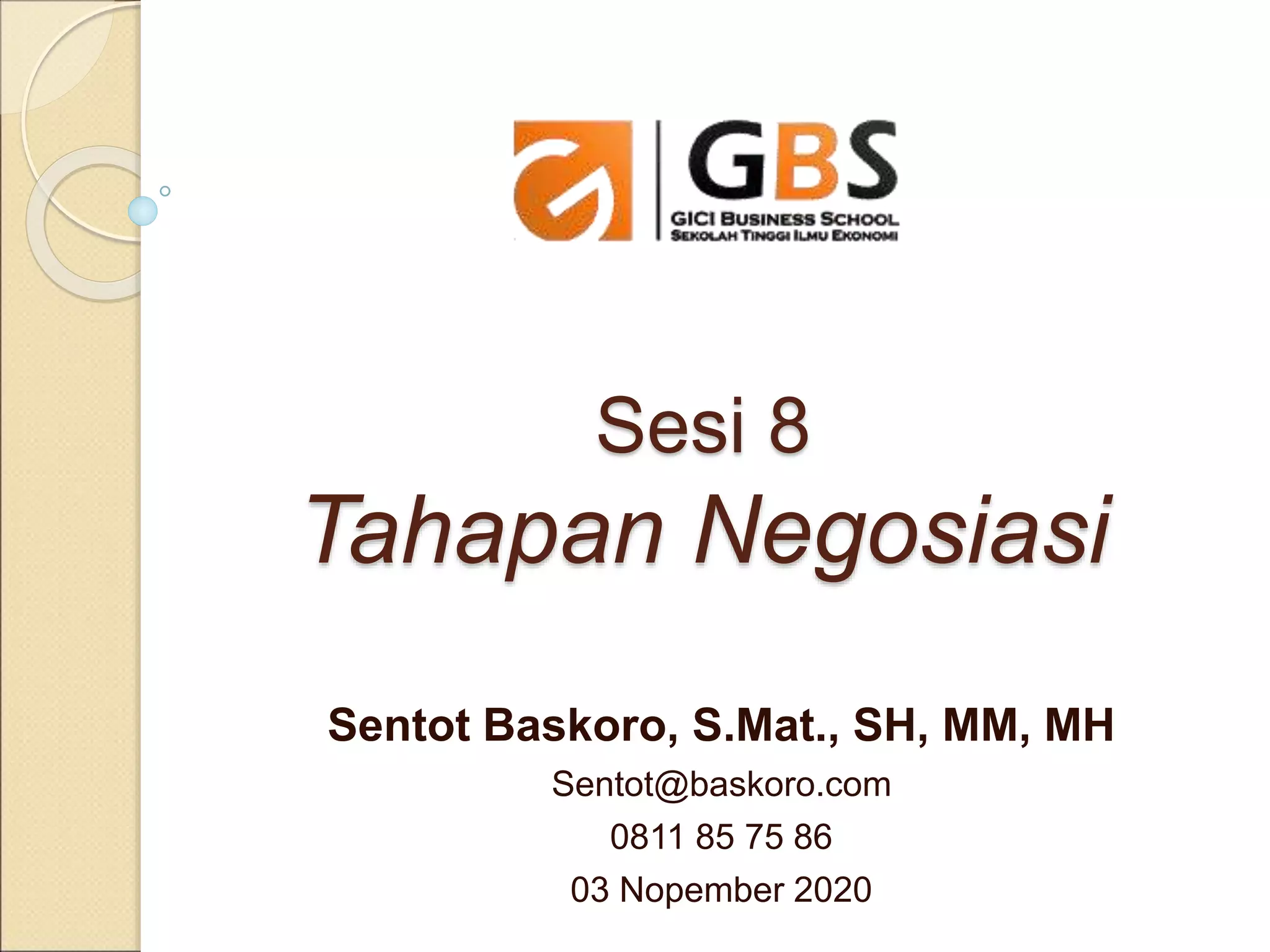 Sesi 8 tahapan negosiasi | PPT