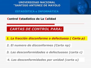 Sesión 08 - Cartas de Control para Atributos p-np-c-u - Estadistica ...