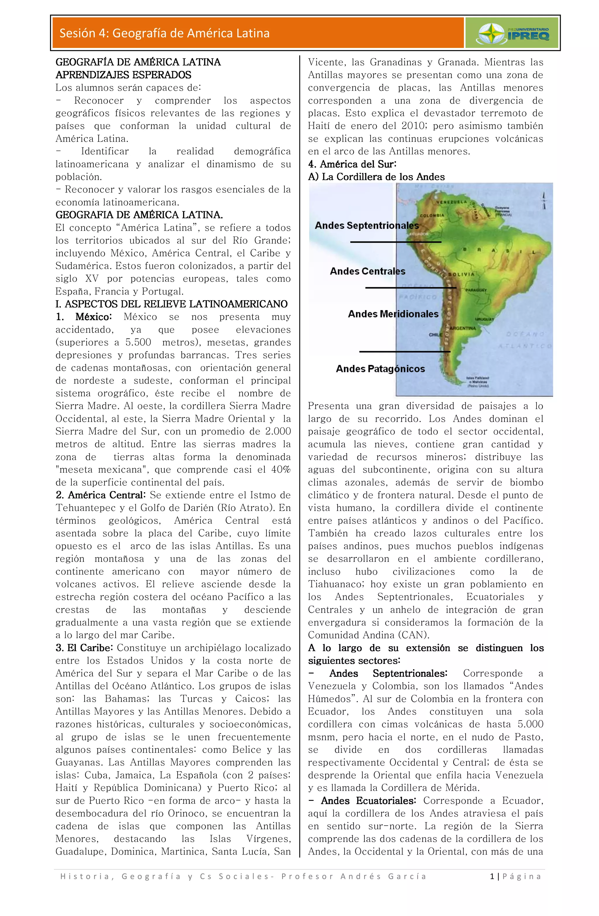Sesión 4 geografía de américa latina | PDF