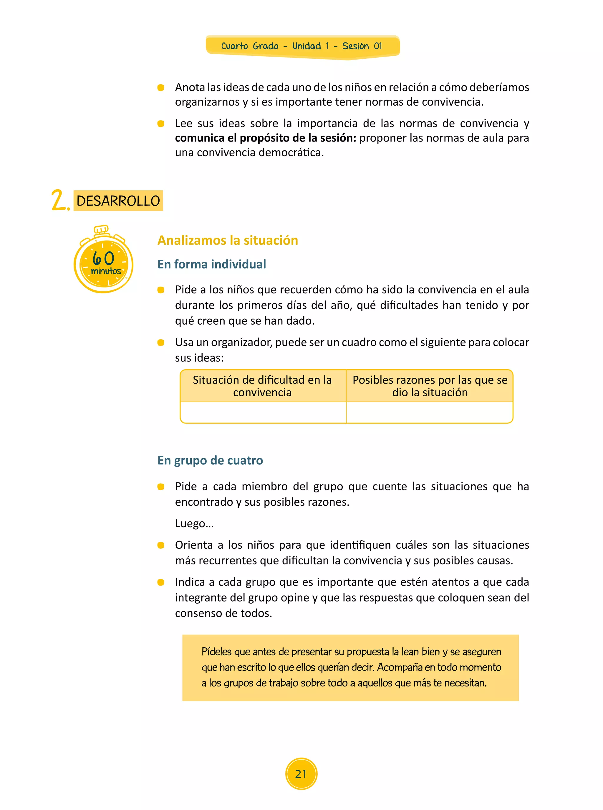 Sesión de Aprendizaje 01 de Unidad Didáctica 01 del Área de Personal ...