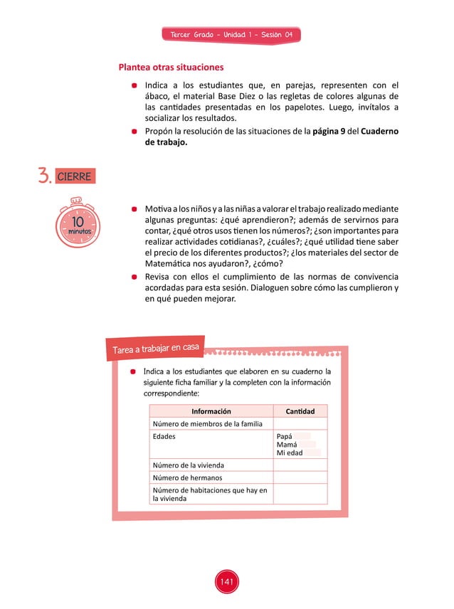 Sesión de aprendizaje 04 de Unidad Didáctica 01 del Área de Matemática ...