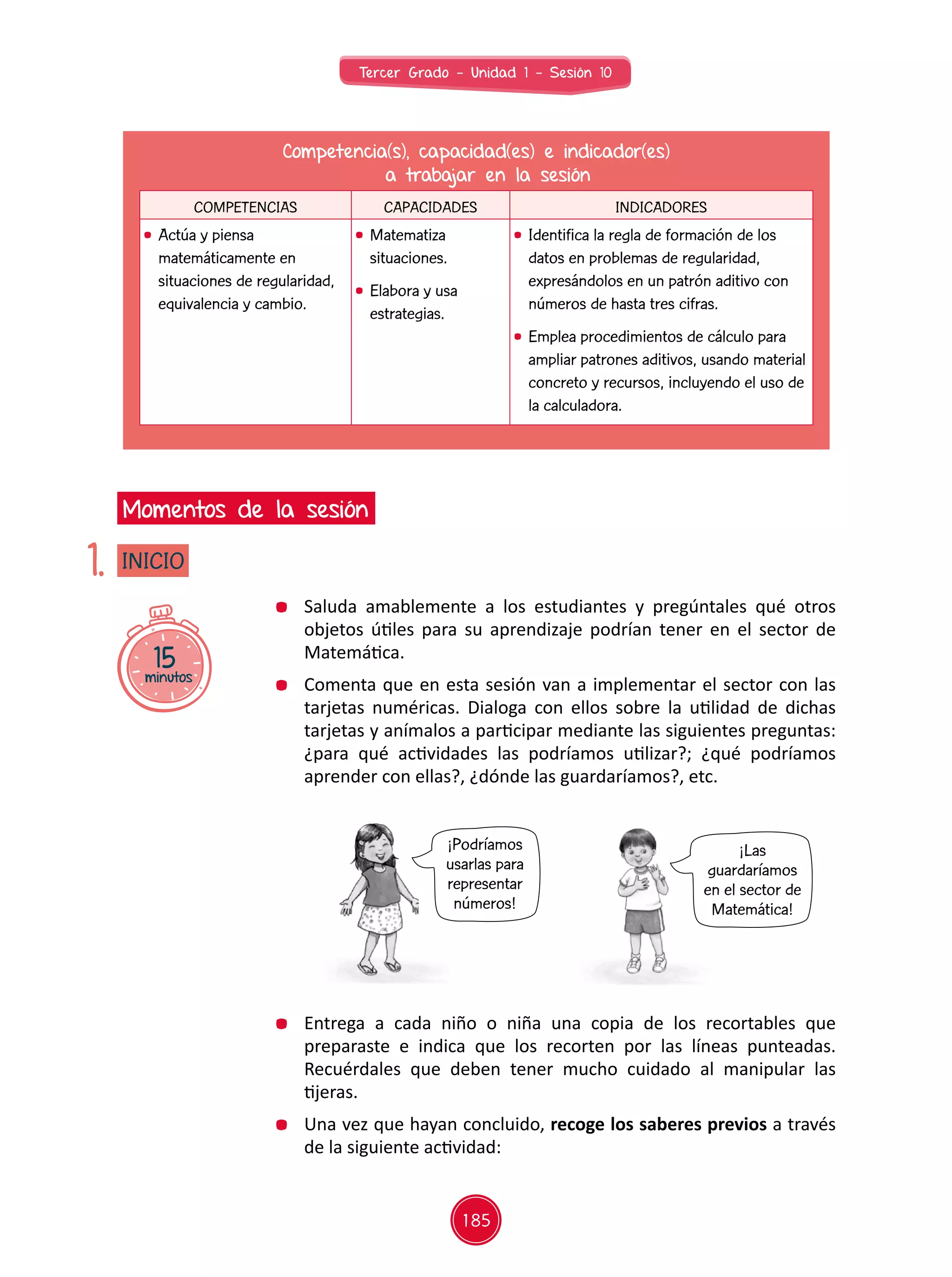 Sesión de aprendizaje 10 de Unidad Didáctica 01 del Área de Matemática ...