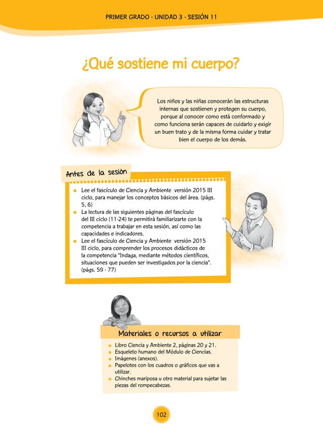 Sesión de Aprendizaje 11 de Unidad Didáctica 03 del Área de Ciencia y Ambiente – 1er. Grado de ...