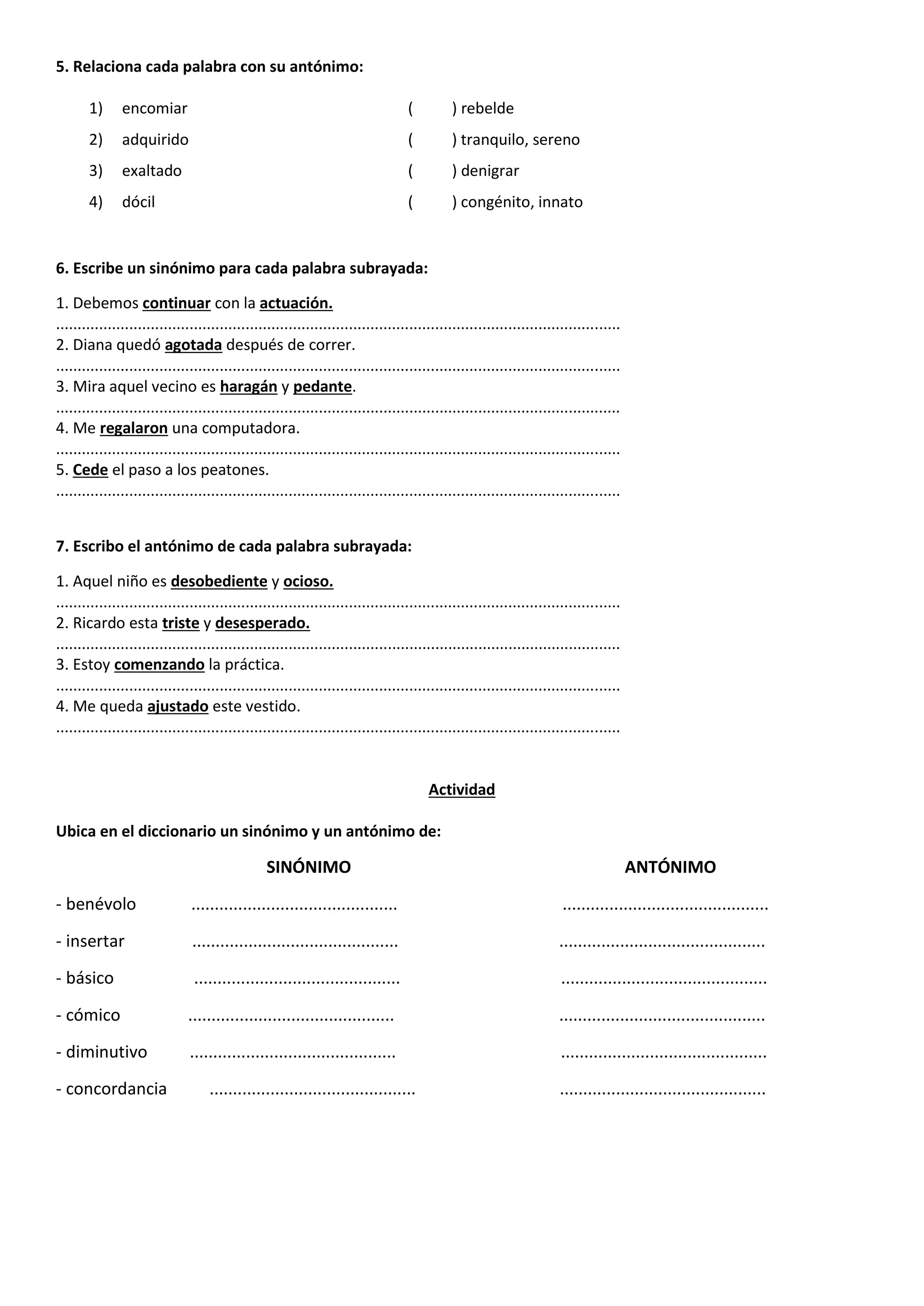 SESIÓN DE APRENDIZAJE Leemos un texto para identificar los sinónimos y ...