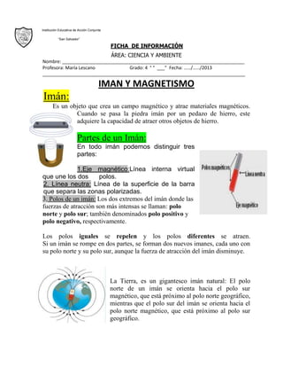 Hojas De Trabajo Con Imanes Para Cuarto Grado