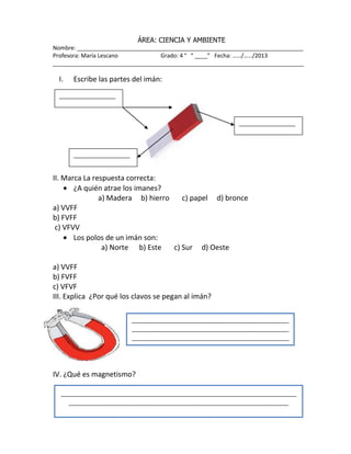 SESIÓN IMÁN Y MAGNETISMO | DOCX