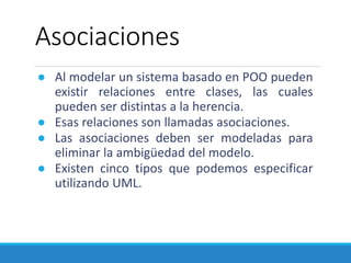 Programación Orientada a Objetos - Otras relaciones entre clases | PPTX